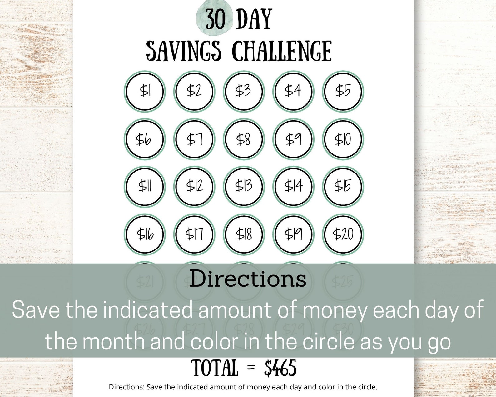 30 Day Savings Challenge Printable | Money Challenge Tracker | Money ...