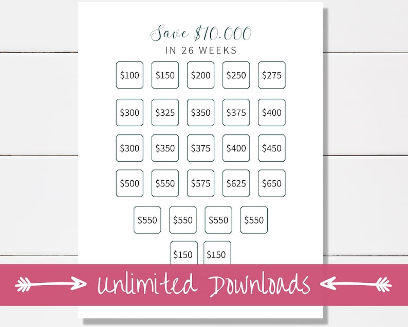 26 Week Savings Challenge Printable, Savings Tracker, Money Challenge ...