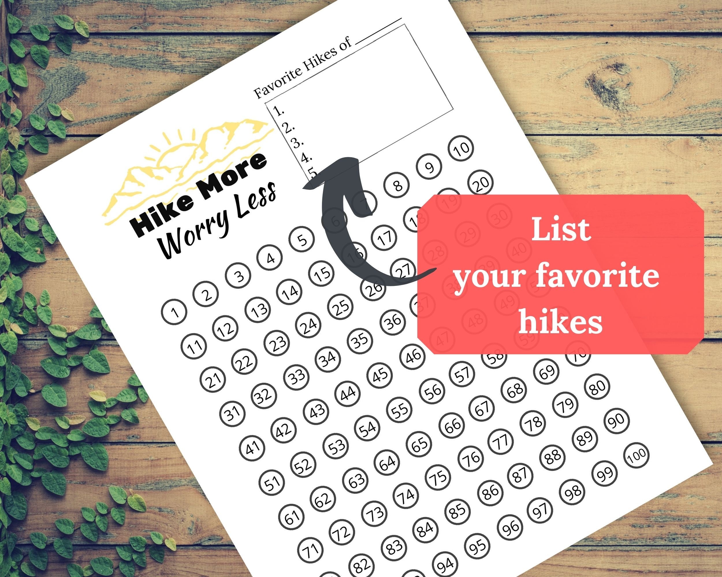 Printable Hiking Tracker | Trail Tracker | Downloadable Hiking Log - Etsy