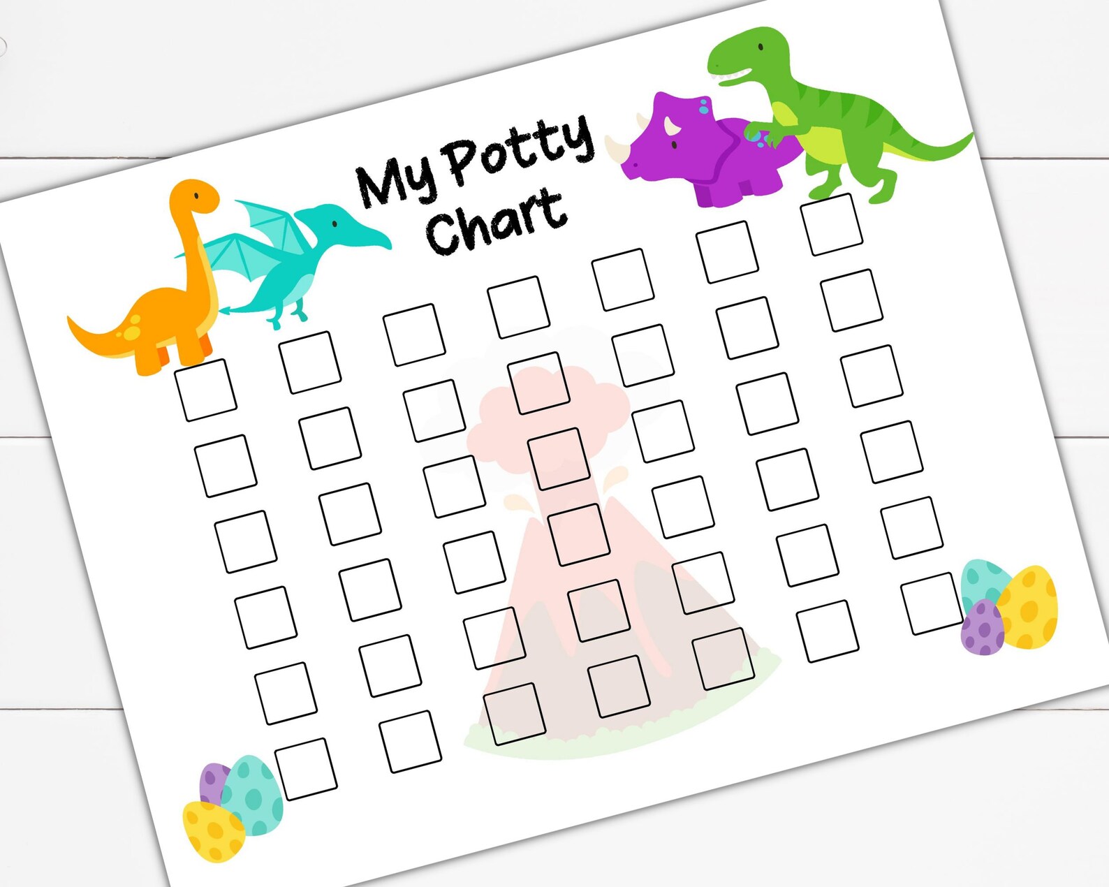 Potty Training Chart, Dinosaur Potty Training Chart Boys, Kids Reward ...