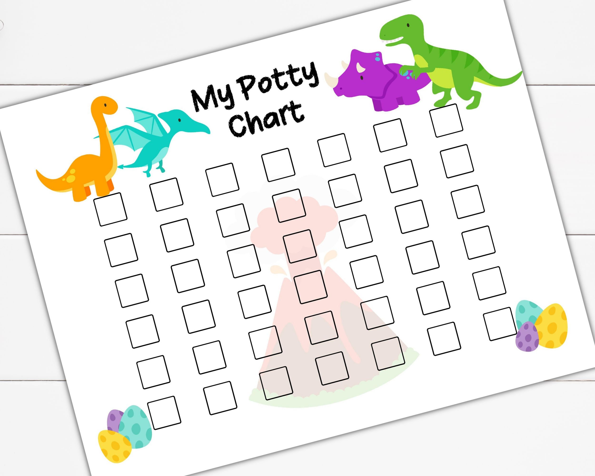 Potty Training Chart, Dinosaur Potty Training Chart Boys, Kids Reward ...