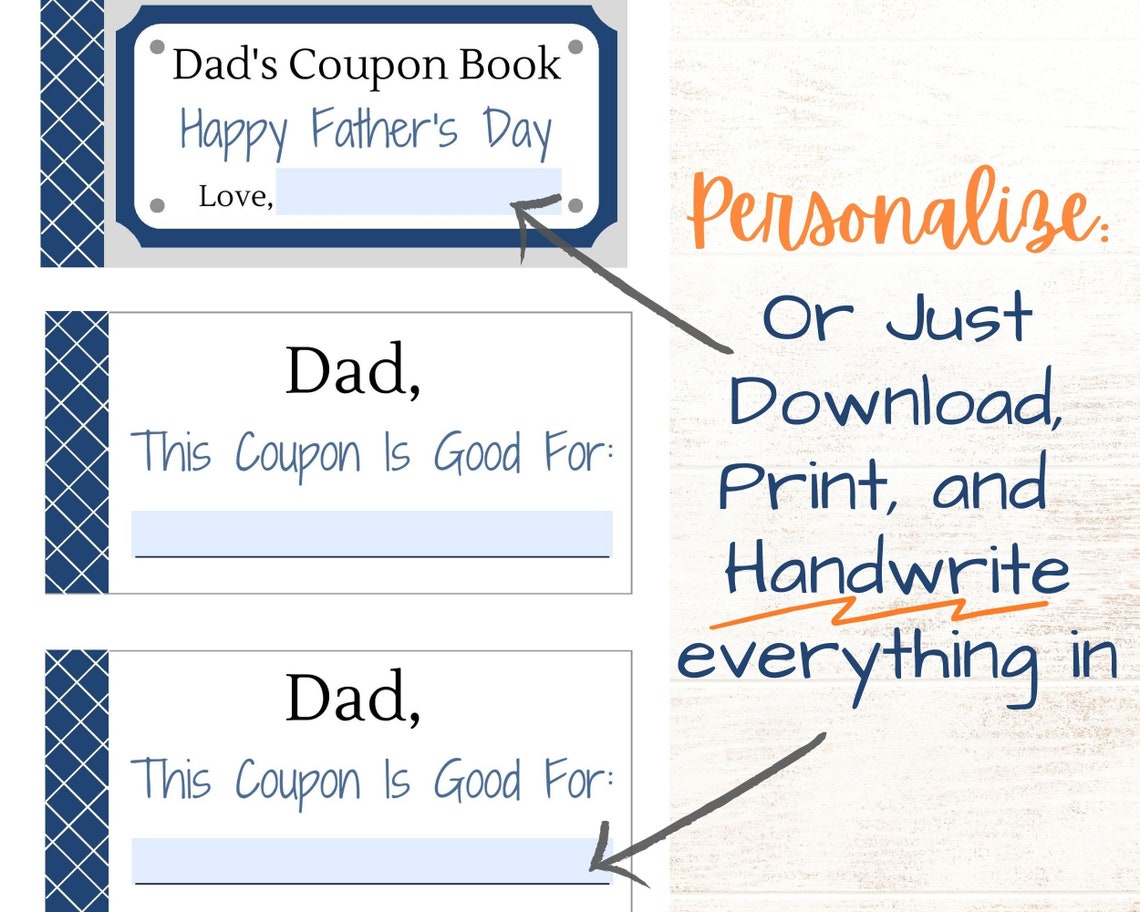 Printable Coupon Book Template for Dad | DIY Father's Day Gift ...