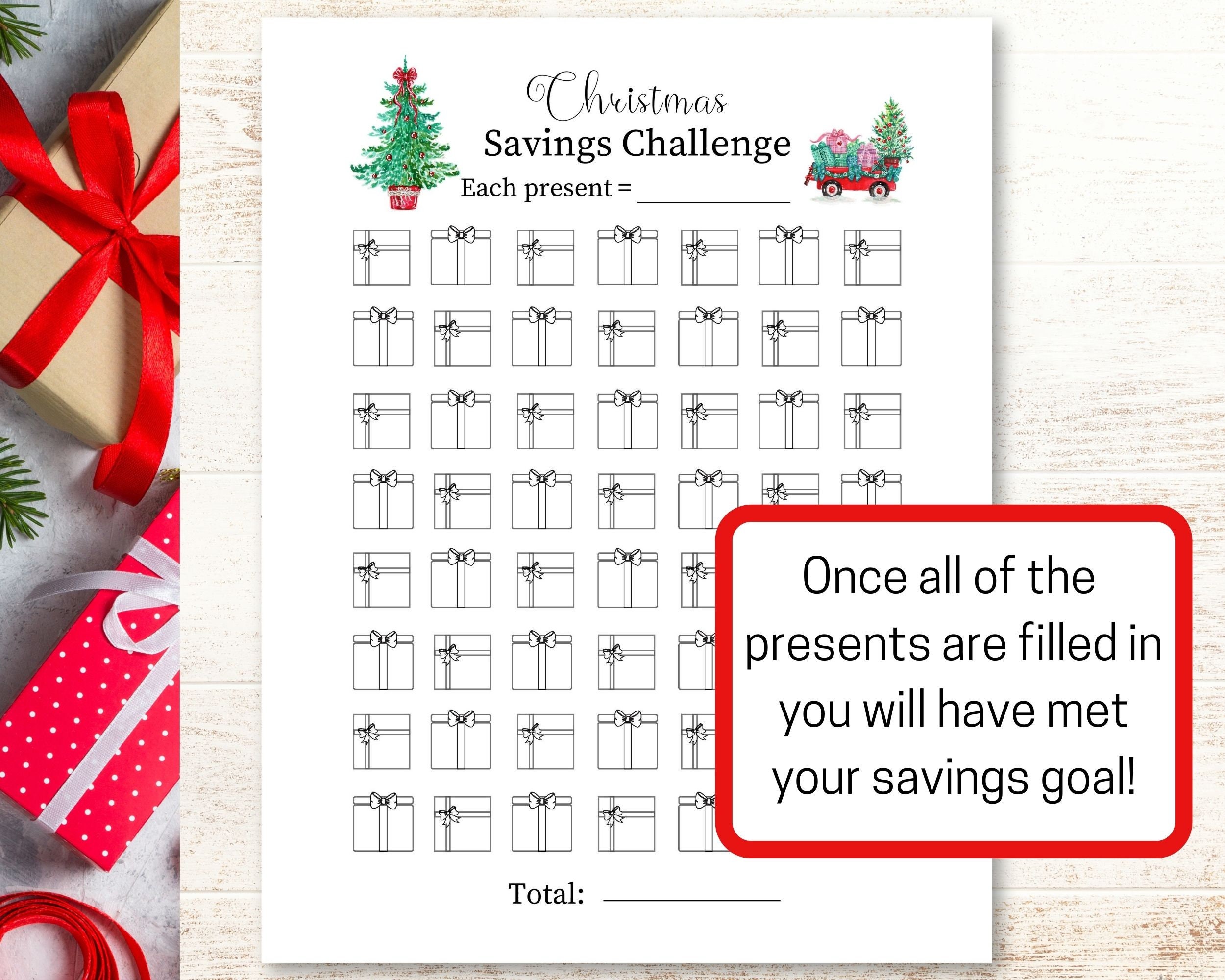 Christmas Savings Challenge | Savings Tracker Printable | Money ...