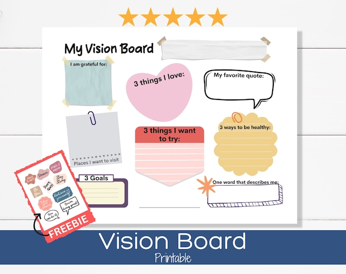 Kids Vision Board Template, Goal-setting Printable for Kids ...