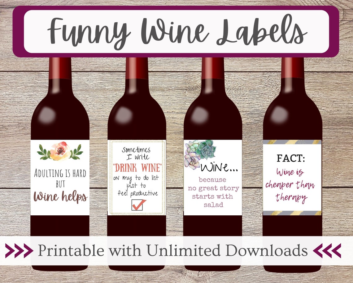 Funny Wine Label Printable Fun Wine Bottle Gift Idea Gift Box Bag Or Funny Wine Label Printable Fun Wine Bottle Gift Idea Gift Box Bag Or