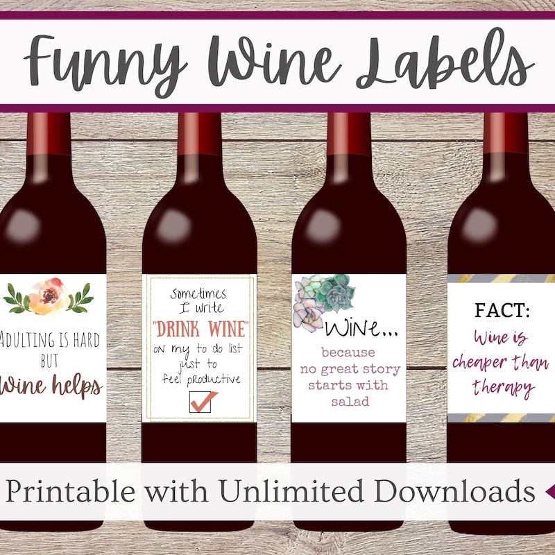 Funny Wine Labels - Etsy UK