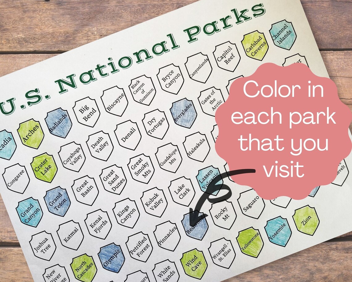 US National Parks Printable United States National Parks | Etsy