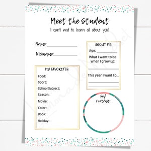 All About Me Student Printable | First Day of School | Meet the Student ...