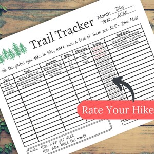 Printable Trail Tracker | Hiking Log - Etsy
