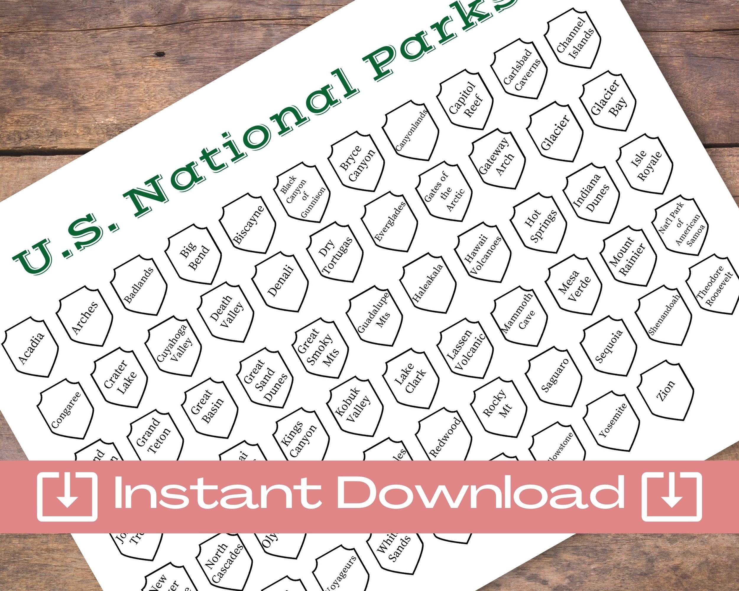 US National Parks Printable | United States National Parks Color in Log ...