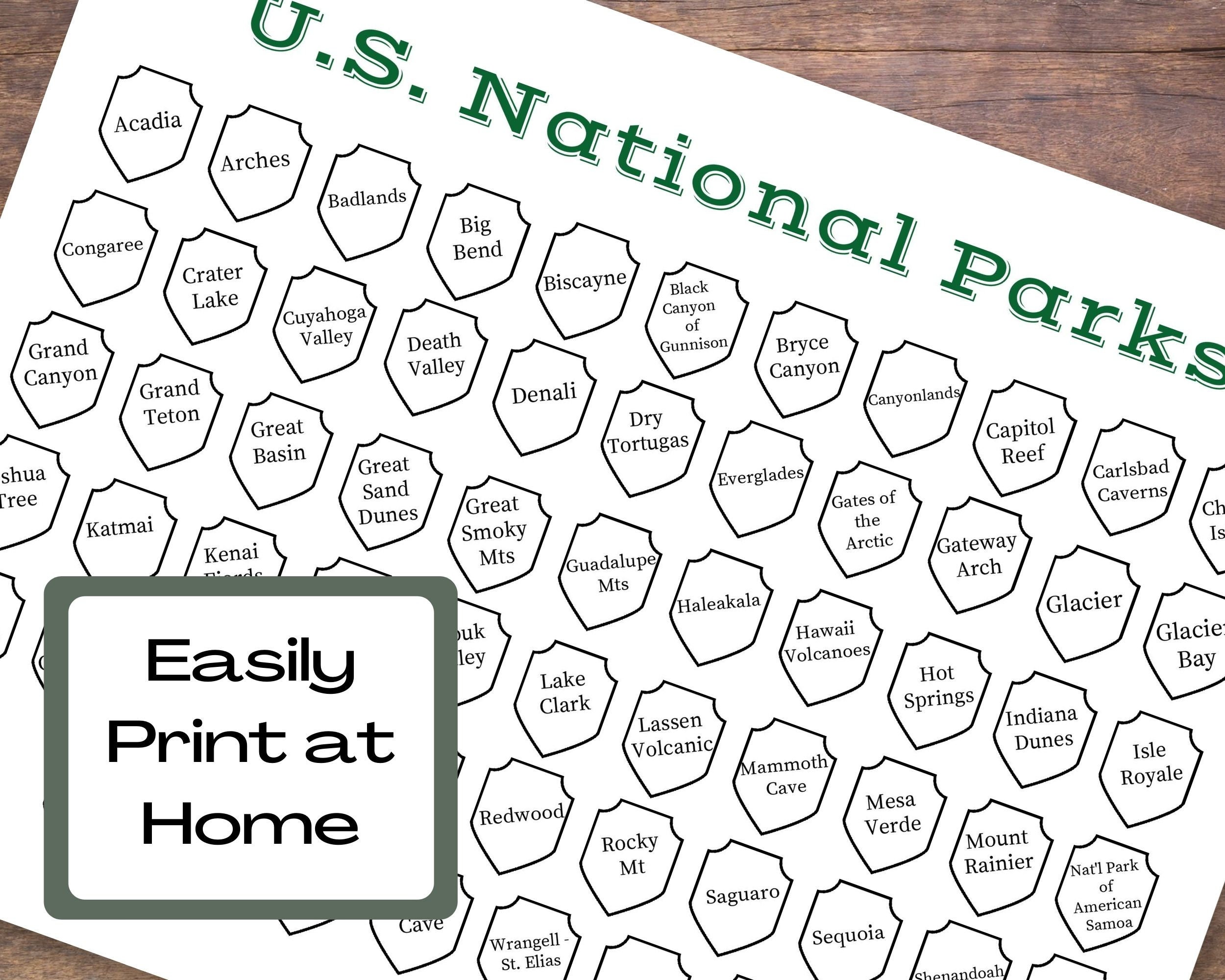US National Parks Printable | United States National Parks Color in Log ...
