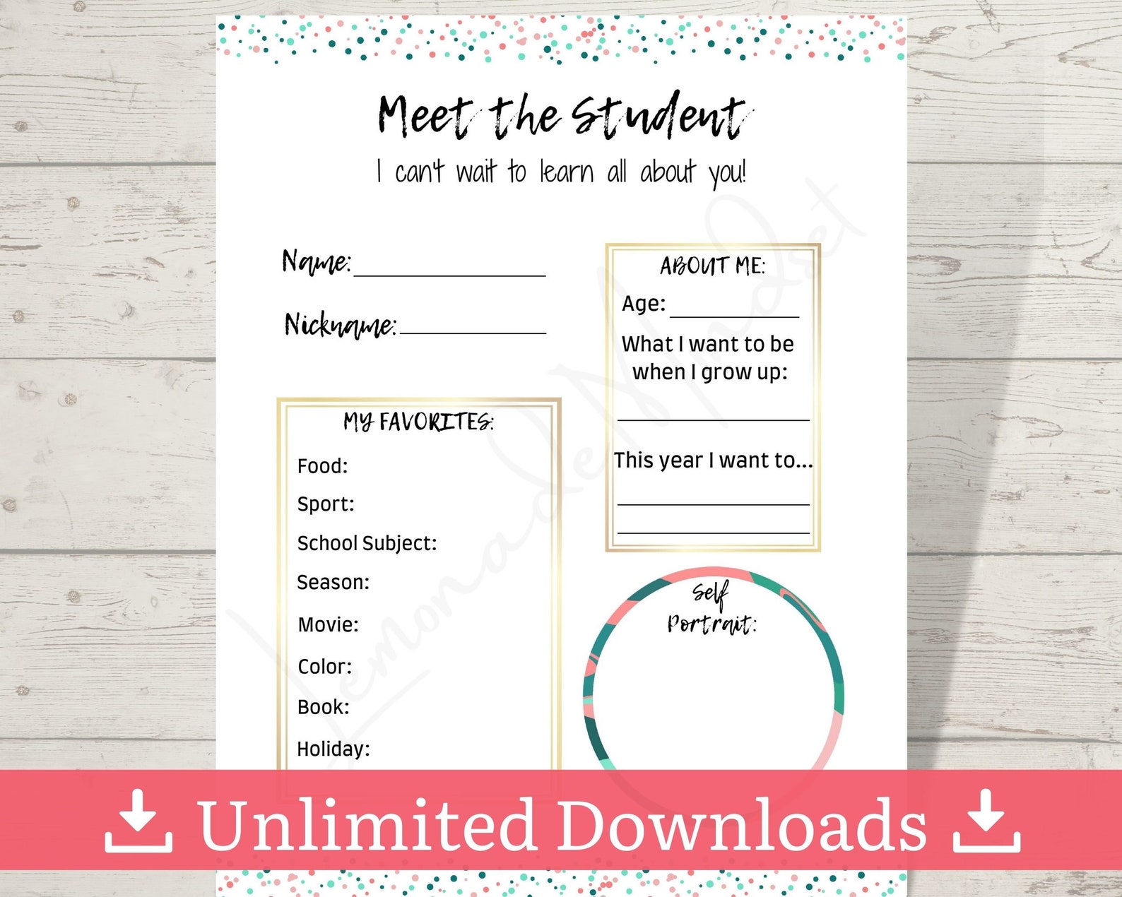 All About Me Student Printable First Day of School Meet - Etsy