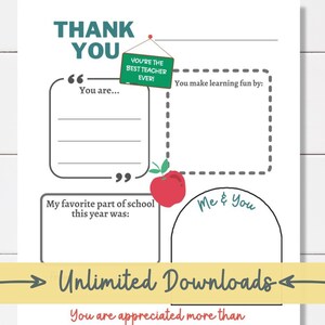 End of School Year Printable, Teacher Appreciation Personalized Gift ...