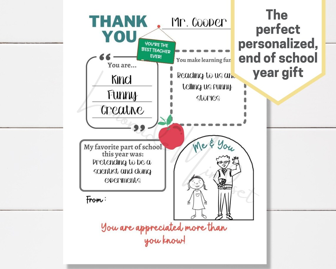 End of School Year Printable Teacher Appreciation | Etsy