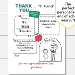 End of School Year Printable, Teacher Appreciation Personalized Gift ...