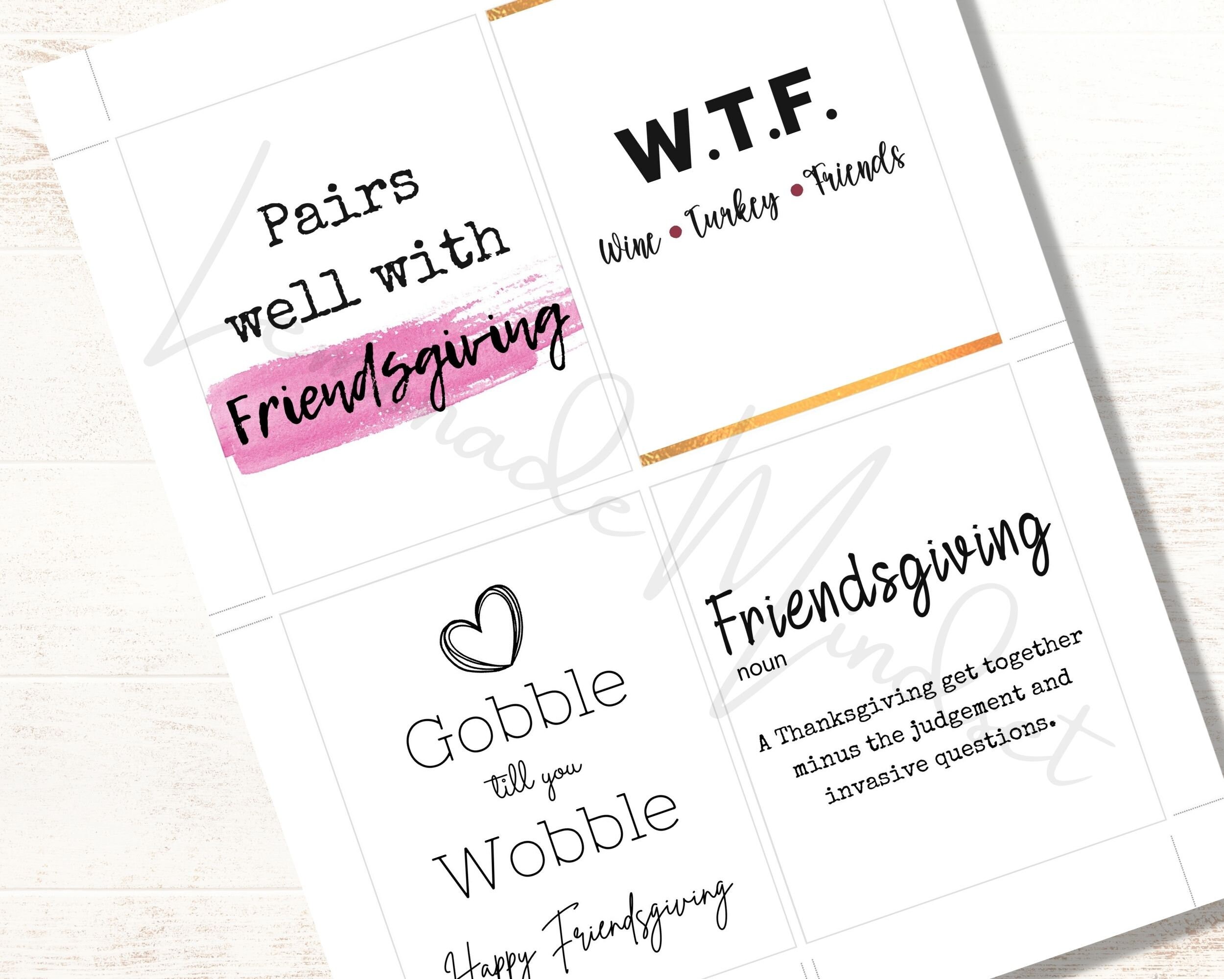 Friendsgiving Wine Label Printable Funny Thanksgiving Wine Bottle Gift ...
