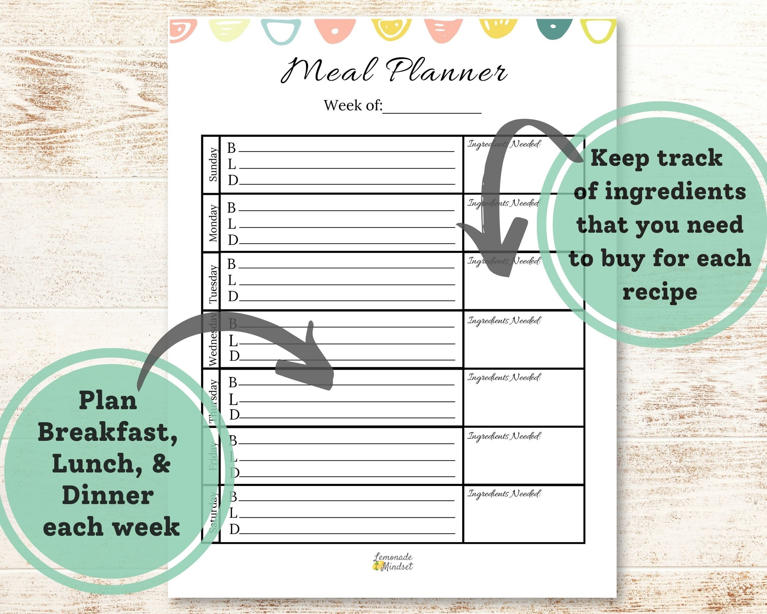Meal Plan Template, Meal Plan Printable, Meal Prep Planner, Weekly Meal ...