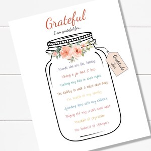 Gratitude Jar Printable, Gratitude Journal Insert, Gratitude Challenge ...