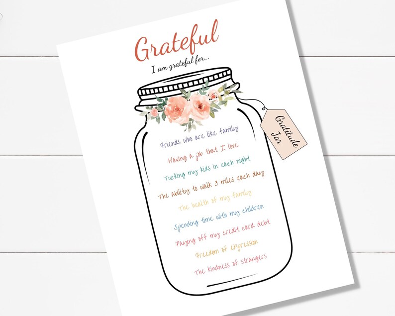 Gratitude Jar Printable, Gratitude Journal Insert, Gratitude Challenge ...