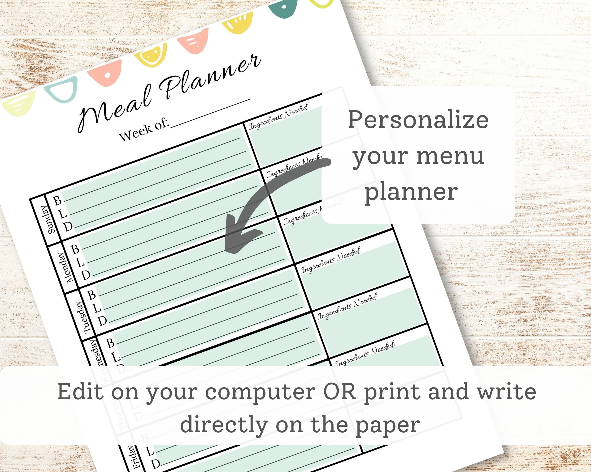 Meal Plan Template, Meal Plan Printable, Meal Prep Planner, Weekly Meal ...