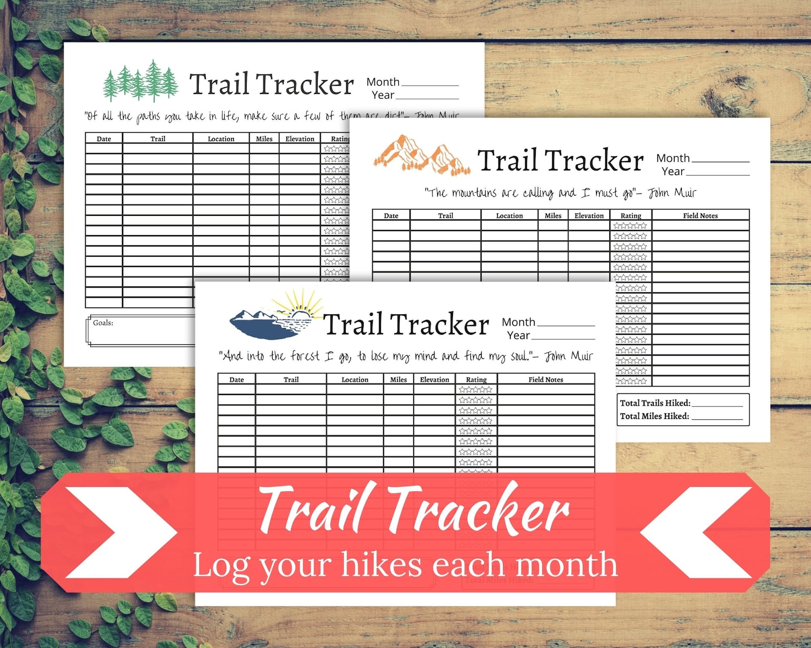 Printable Trail Tracker | Hiking Log - Etsy