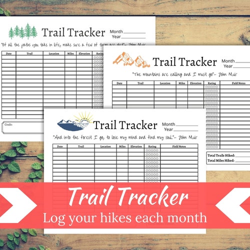 Printable Hiking Tracker Trail Tracker Downloadable Hiking - Etsy