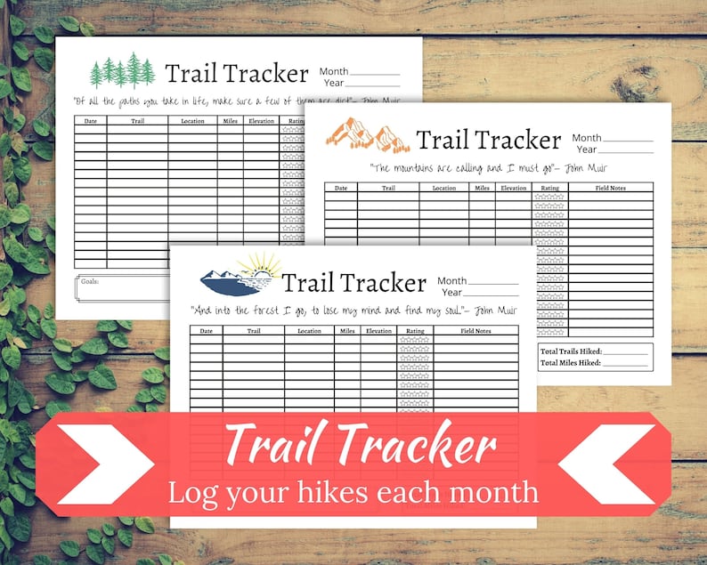 Printable Trail Tracker | Hiking Log - Etsy