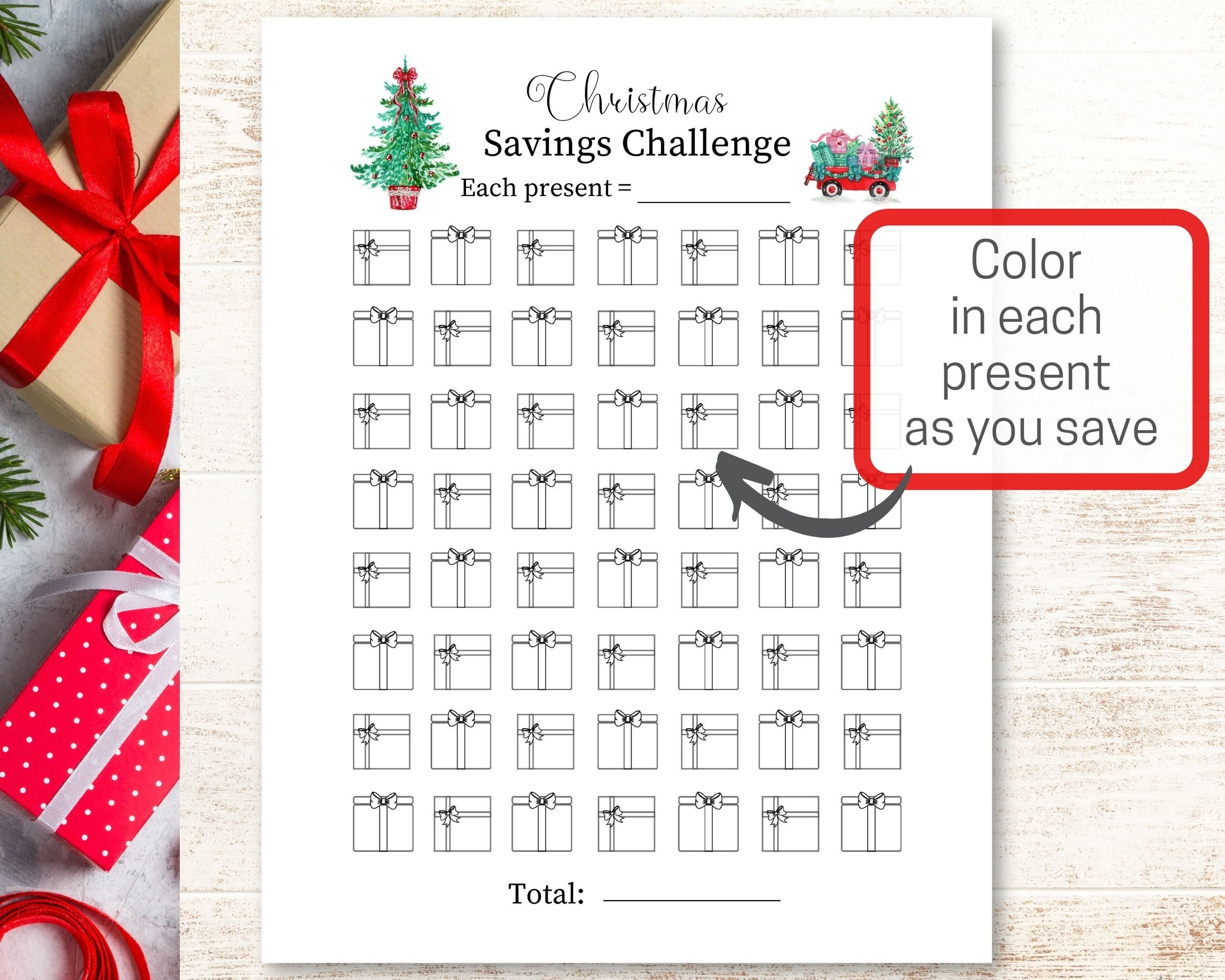 Christmas Savings Challenge | Savings Tracker Printable | Money ...