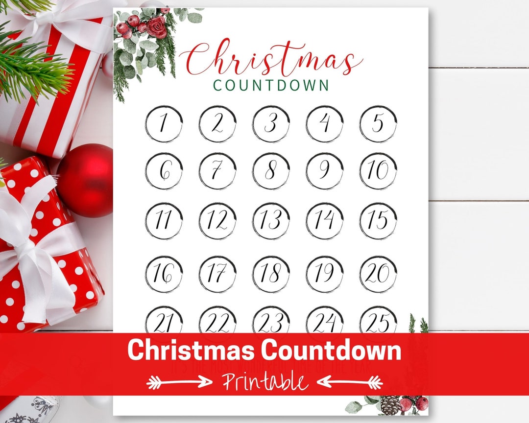 Christmas Countdown Printable | Christmas Advent Calendar | Countdown ...