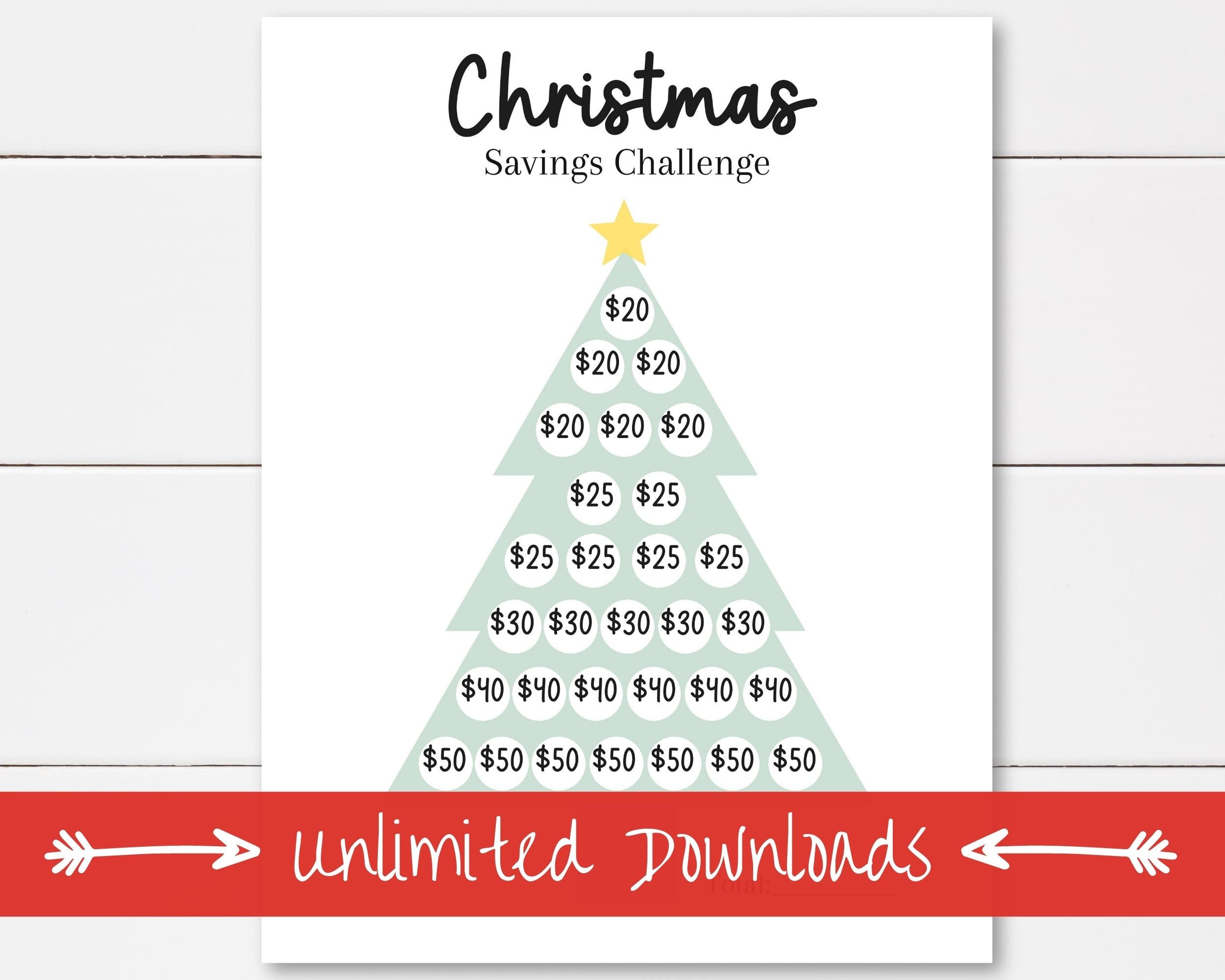 Christmas Savings Challenge Savings Tracker Printable Money - Etsy