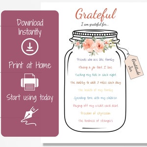Gratitude Jar Printable, Gratitude Journal Insert, Gratitude Challenge ...