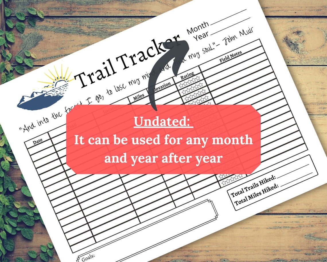 Printable Trail Tracker | Hiking Log - Etsy