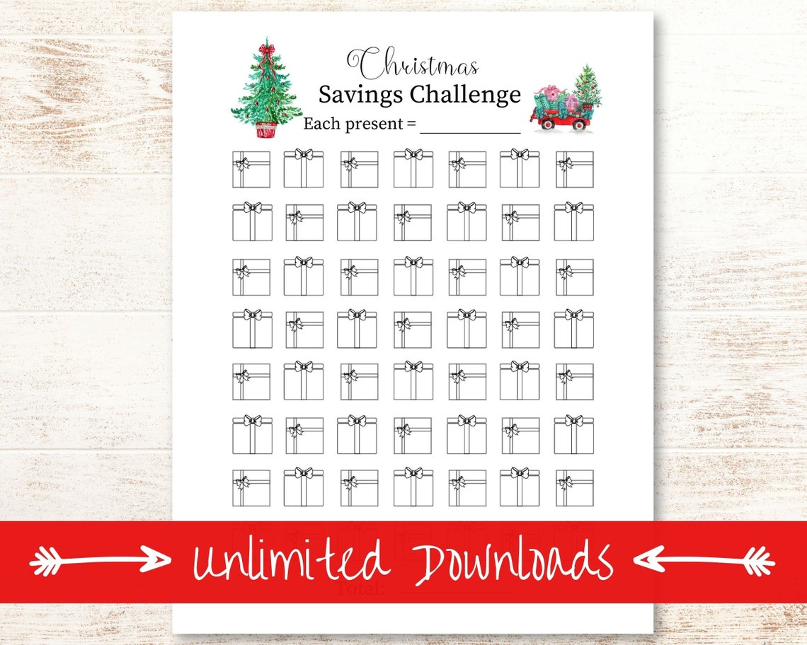 Christmas Savings Challenge Savings Tracker Printable Money Challenge ...