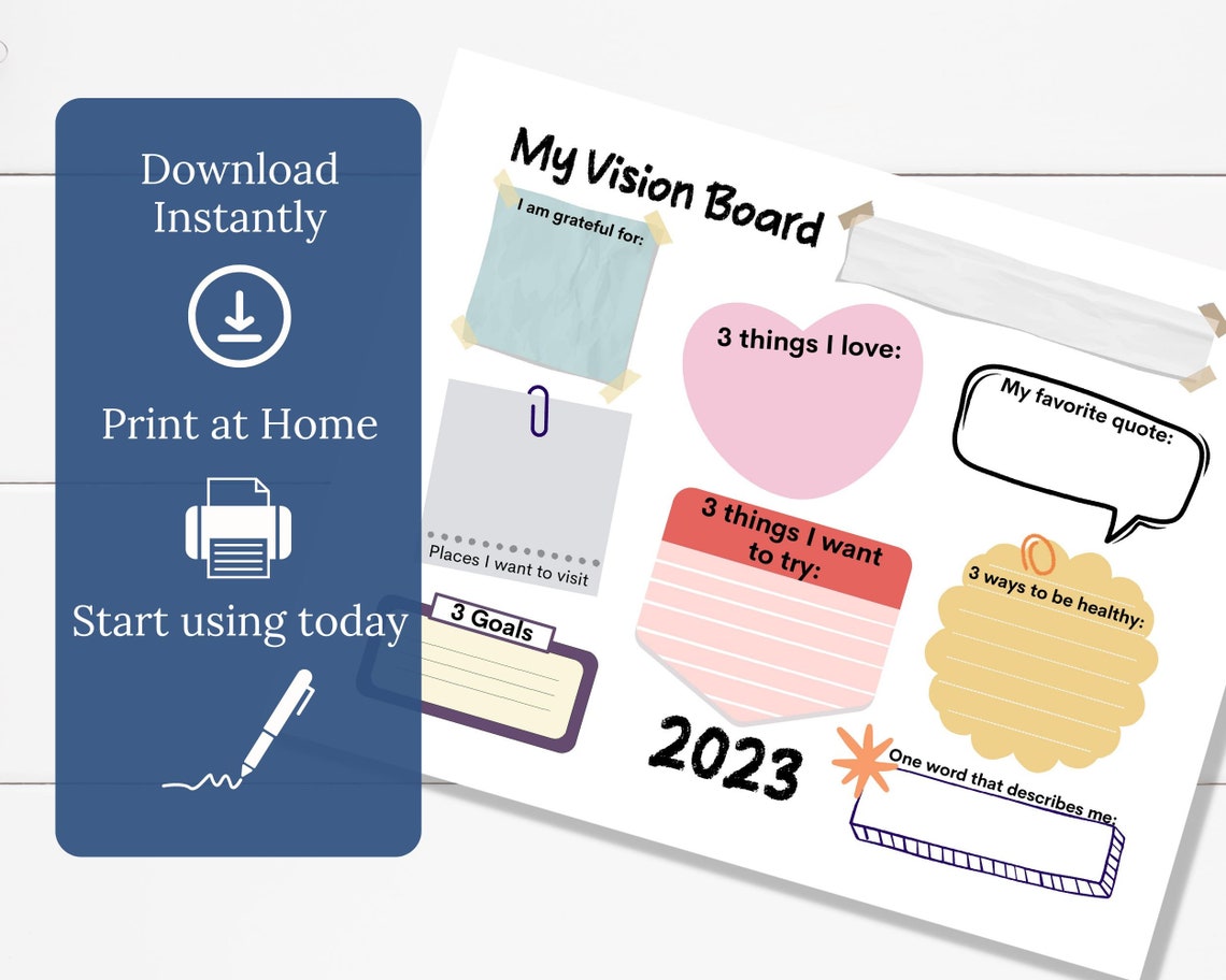 Vision Board Template Goal Board Manifestation Board Vision - Etsy