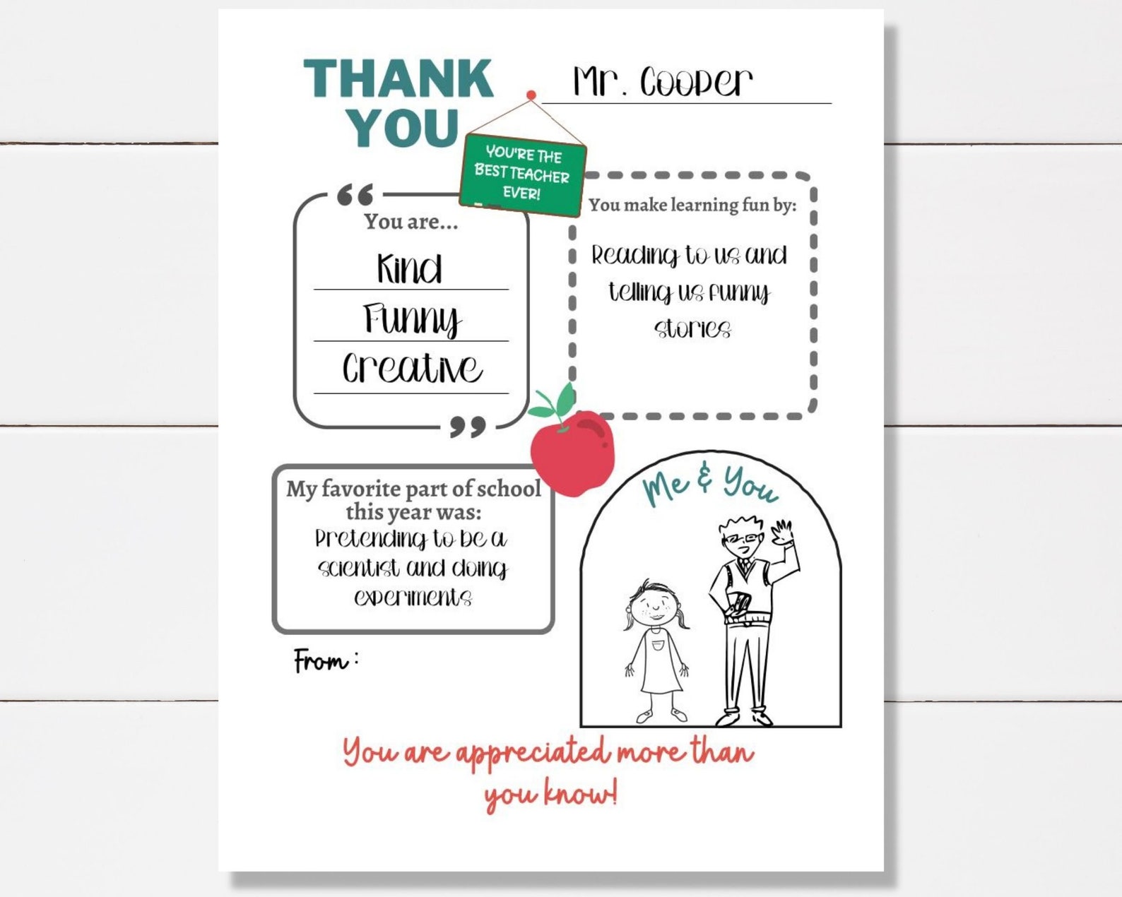 End of School Year Printable Teacher Appreciation - Etsy