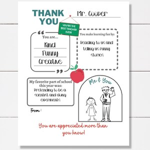 End of School Year Printable, Teacher Appreciation Personalized Gift ...