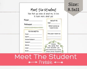 All About Me Meet the Student Instagram Template - Etsy
