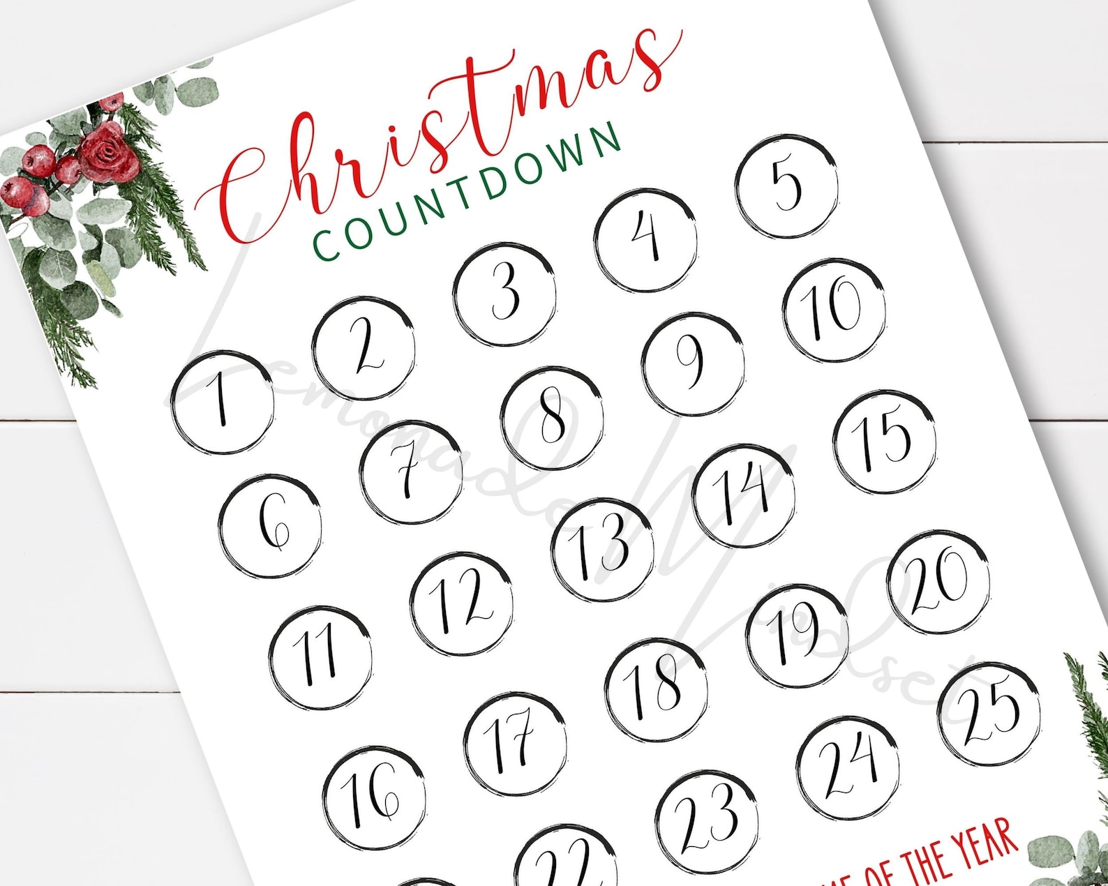 Christmas Countdown Printable | Christmas Advent Calendar | Countdown ...