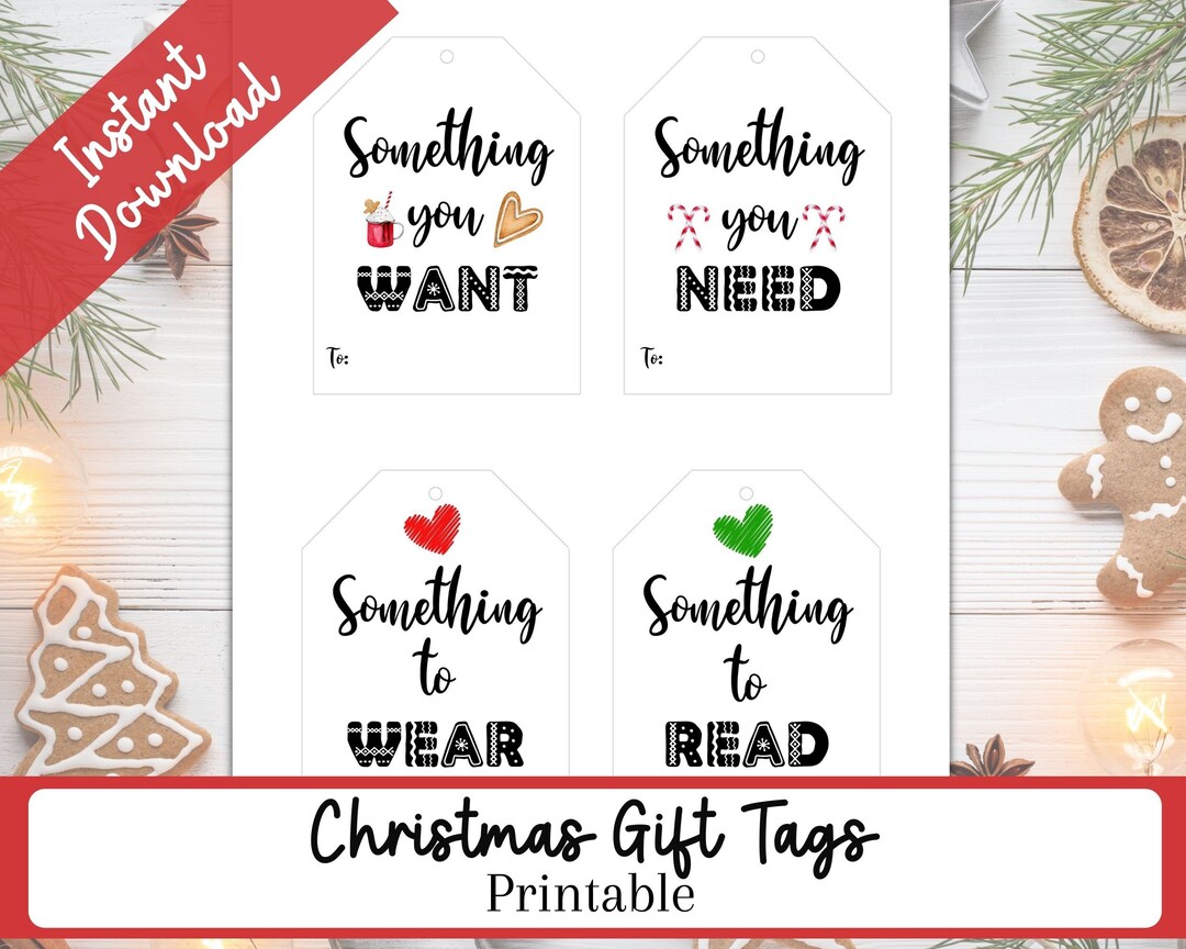Four Gift Rule Christmas Gift Tags, Printable Holiday Gift Labels ...