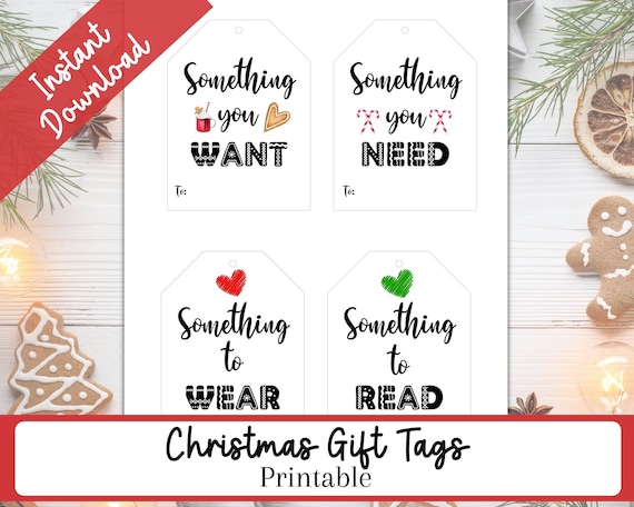 Four Gift Rule Christmas Gift Tags Printable Holiday Gift | Etsy