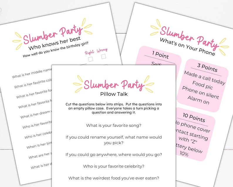 Slumber Party Games, Sleepover Party, Birthday Party Games, Girls Night ...