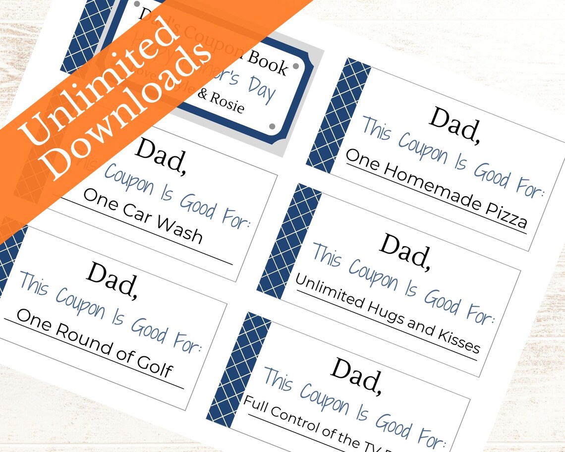 Printable Coupon Book Template for Dad | DIY Father's Day Gift ...