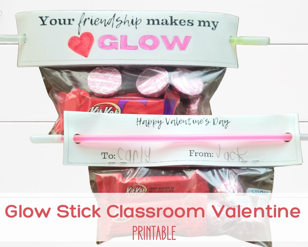 Glow Stick Valentine Card, Classroom Valentine, Valentine Printable ...