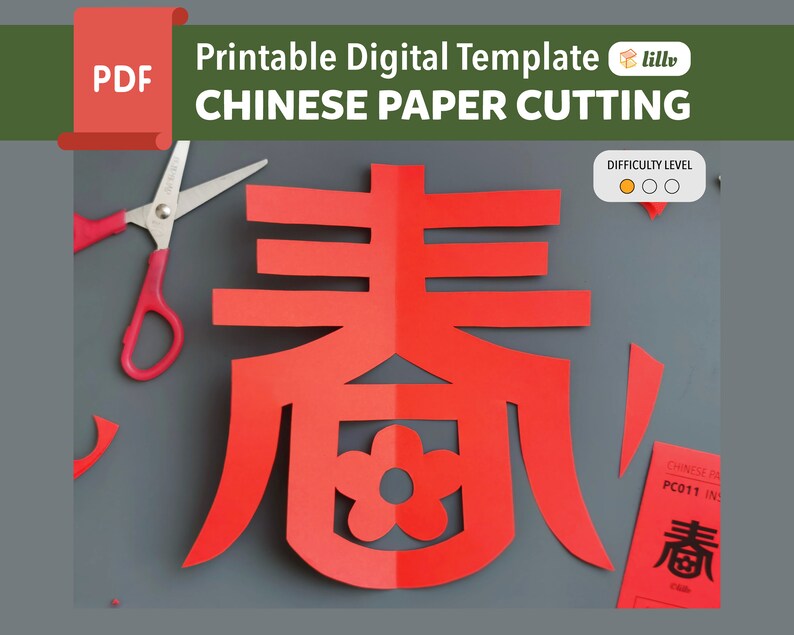 Spring/flower/chinese Paper Cutting/digital/printable Template/pdf/a4 ...