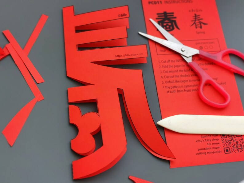 Spring/flower/chinese Paper Cutting/digital/printable Template/pdf/a4 ...