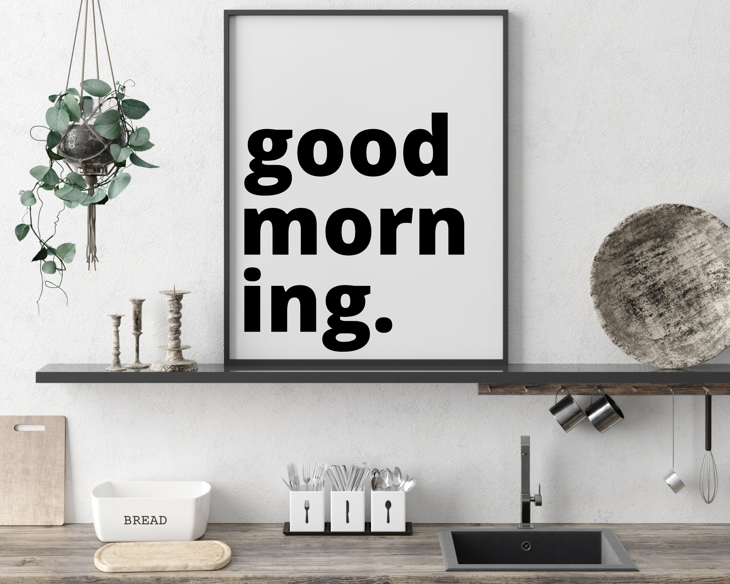 Good Morning Print Black and White Prints Black & White Wall | Etsy