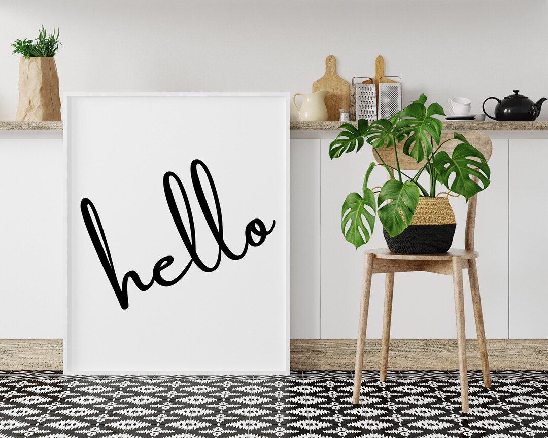 Hello Print, Greeting Poster, Hello Word Art, Hello Wall Art, Welcome ...
