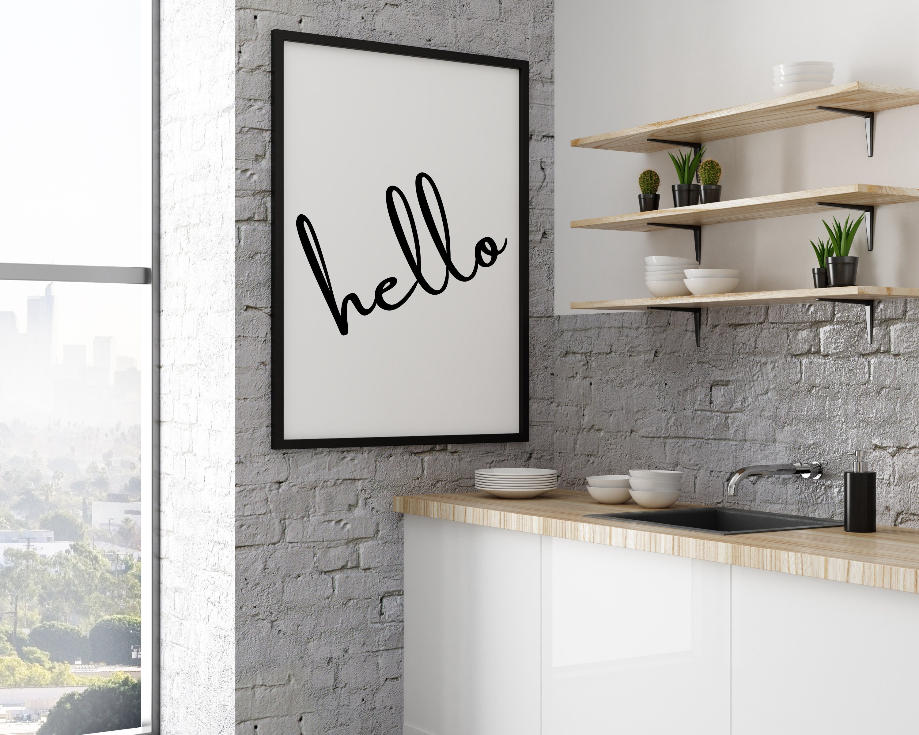 Hello Print Greeting Poster Hello Word Art Hello Wall - Etsy