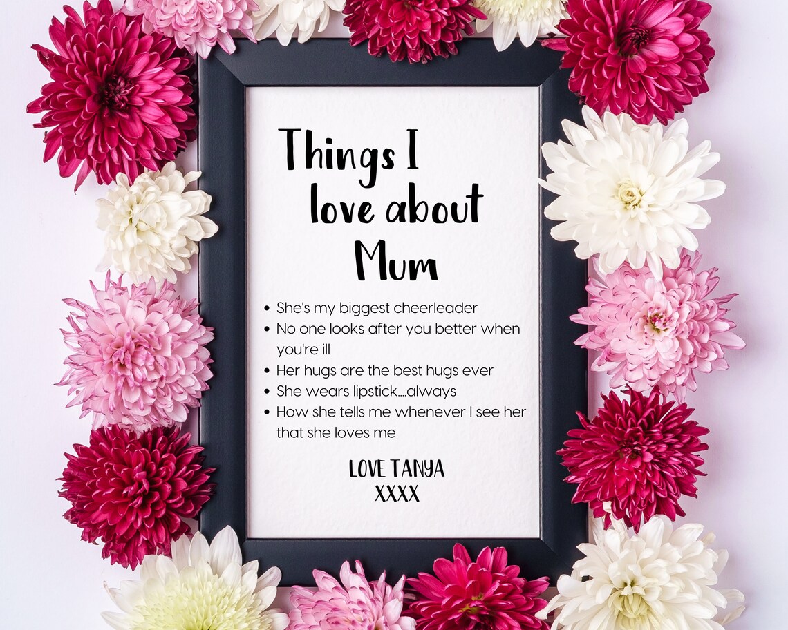 Things I love about Mum Print Mum Print Personalised Mum | Etsy