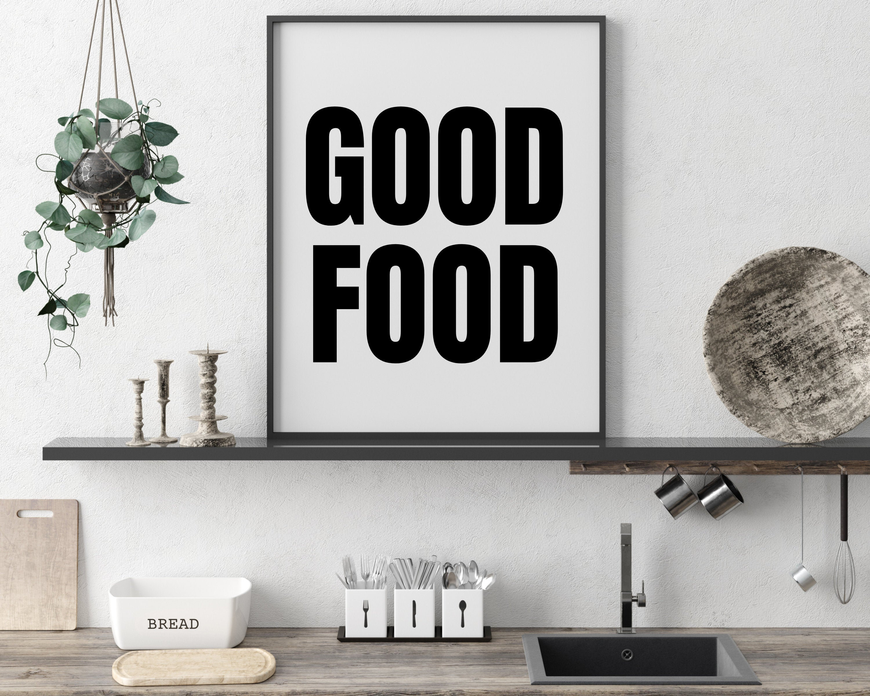 Good Food Print Black and White Prints Black & White Wall - Etsy UK